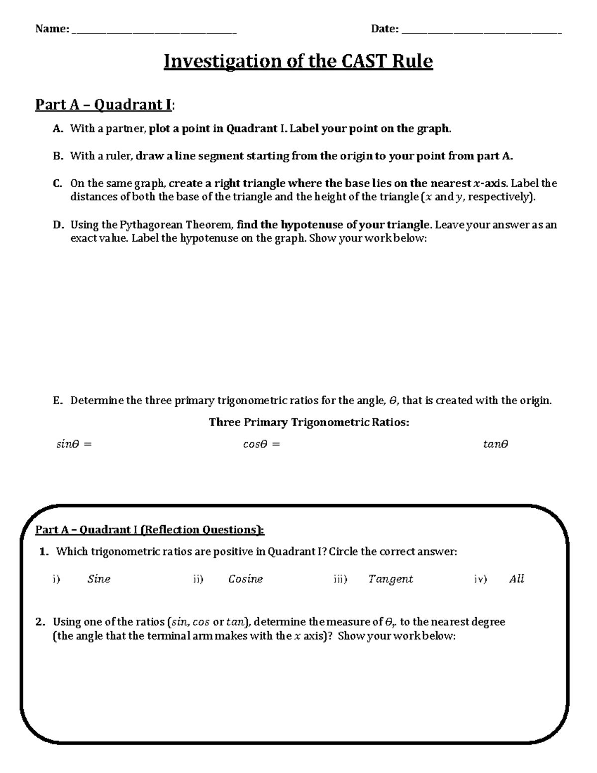 CAST Rule Investigation: Quadrants I to IV Analysis and Activity - Studocu