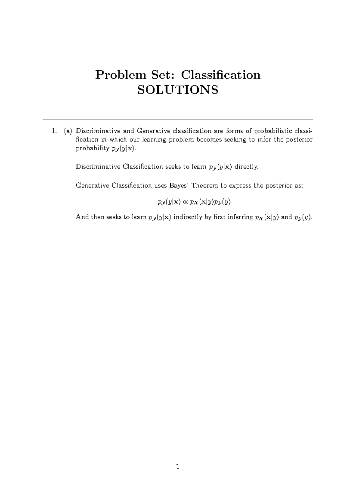Problem Set 3 Solutions: Classification Techniques and Analysis - Studocu