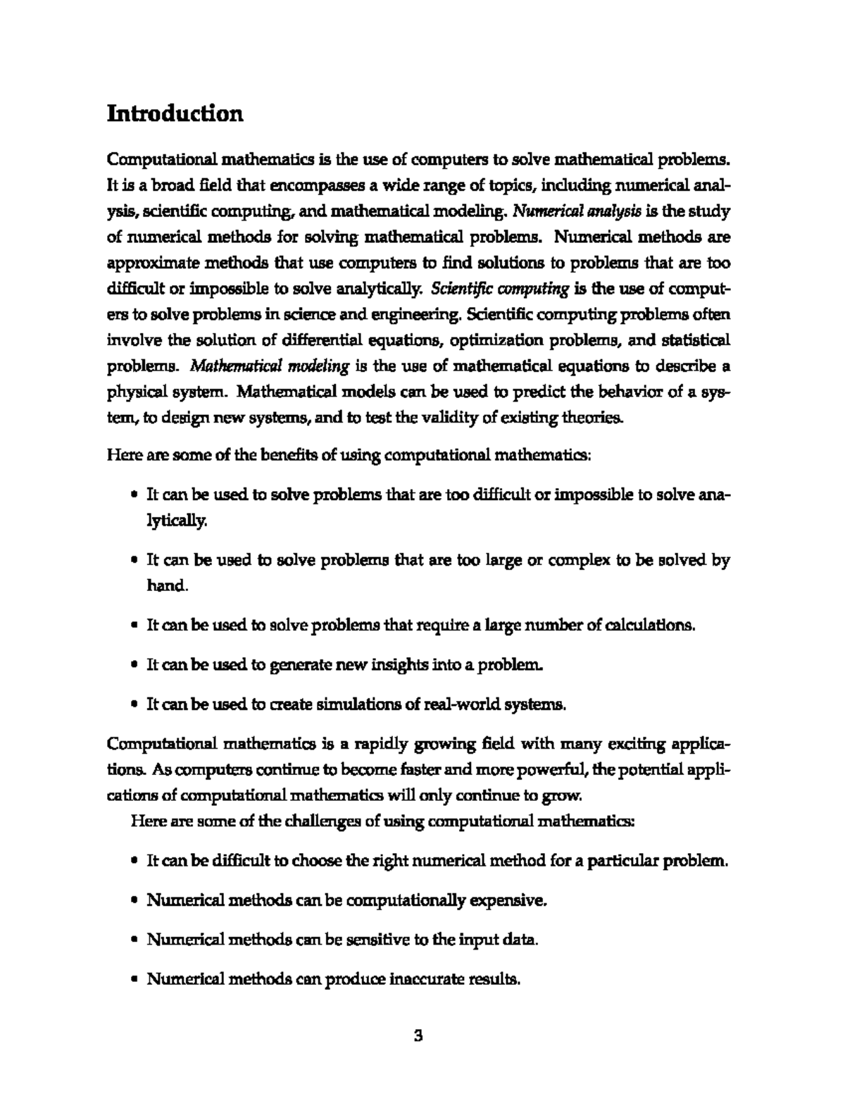 Intro to Computational Mathematics: MATLAB Applications and Basics ...