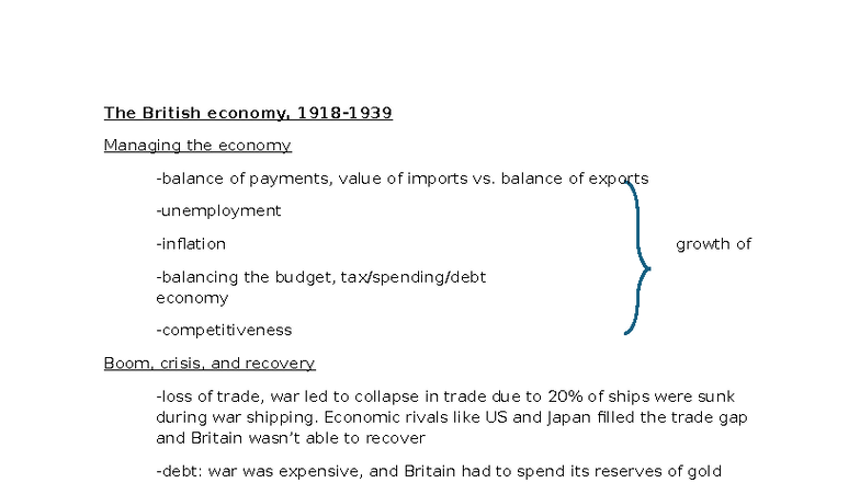 Economy Overview: The British Economy and Post-War Recovery - Studocu