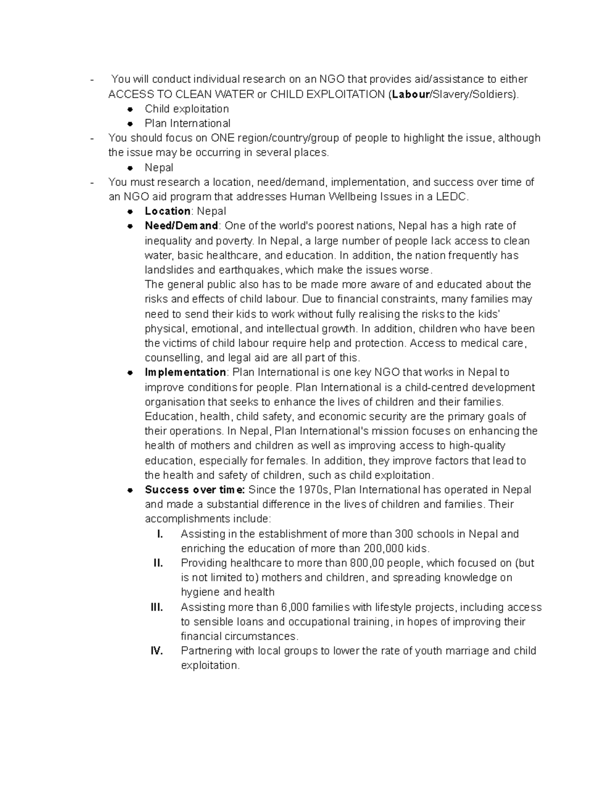 Geography Task 1: Human Wellbeing & NGO Impact in Nepal (Plan International) - Studocu