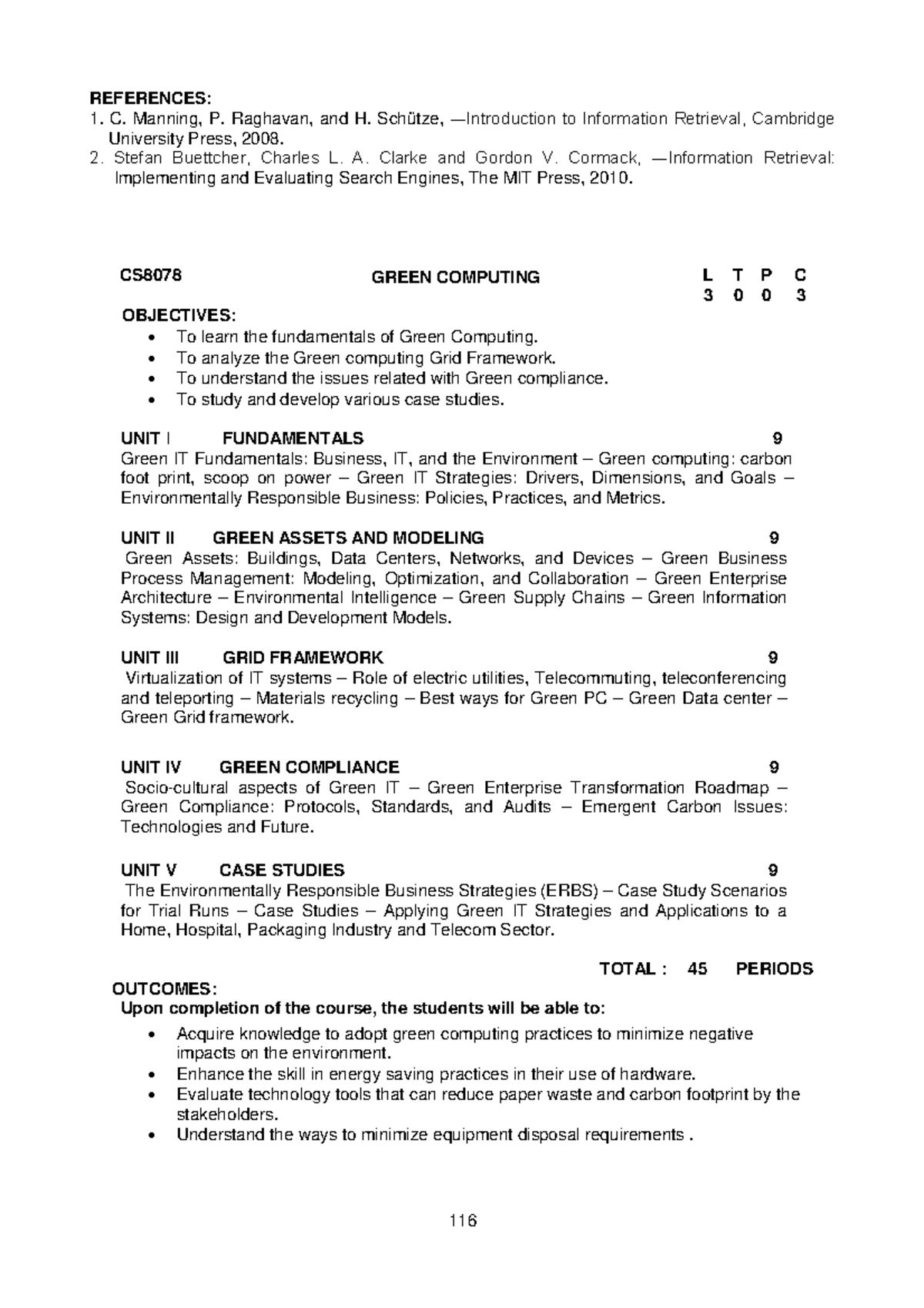CS8078 Green Computing Syllabus and Case Studies Overview - Studocu