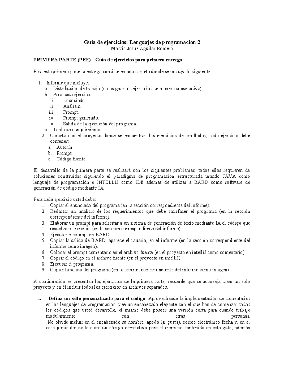Guía de Ejercicios IA065 - Lenguajes de Programación 2 | PEE 3PAC2023 - Studocu
