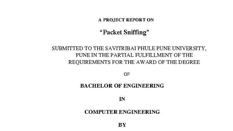 Packet Sniffing Project Report - BE Computer Engg. (72451856J) - Studocu
