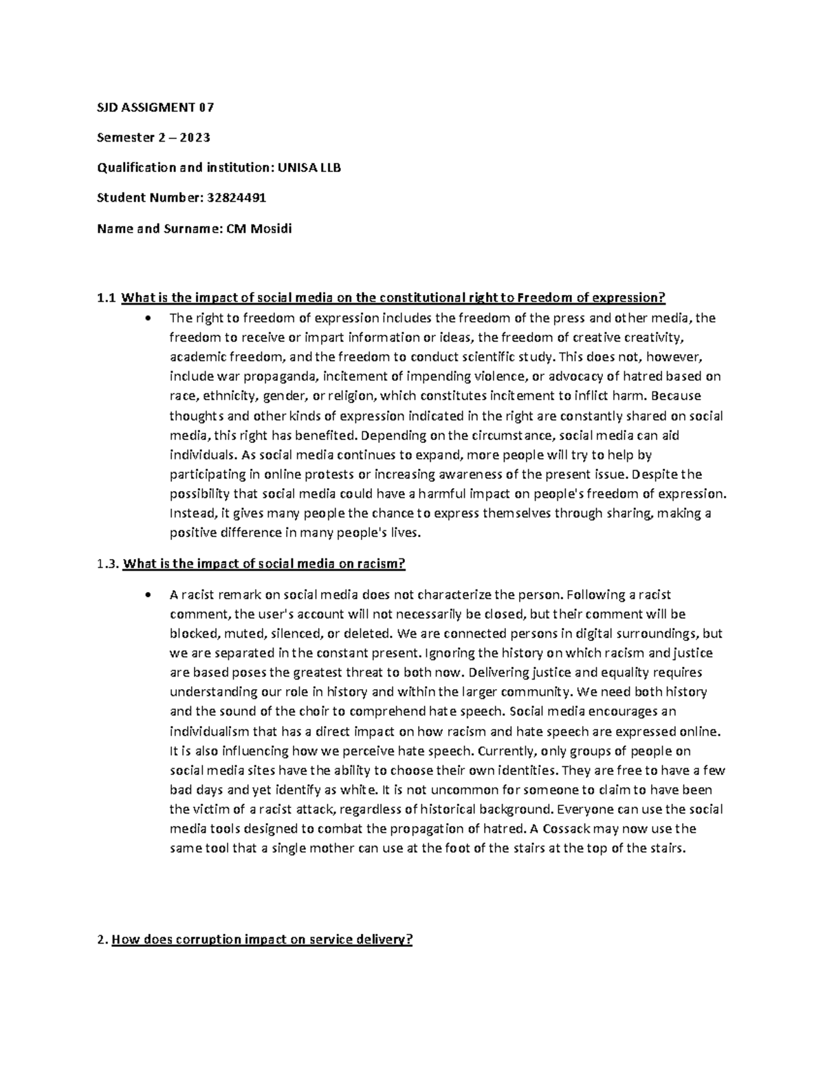 SJD LLB Assign 07: Impact of Social Media and Corruption on Society ...