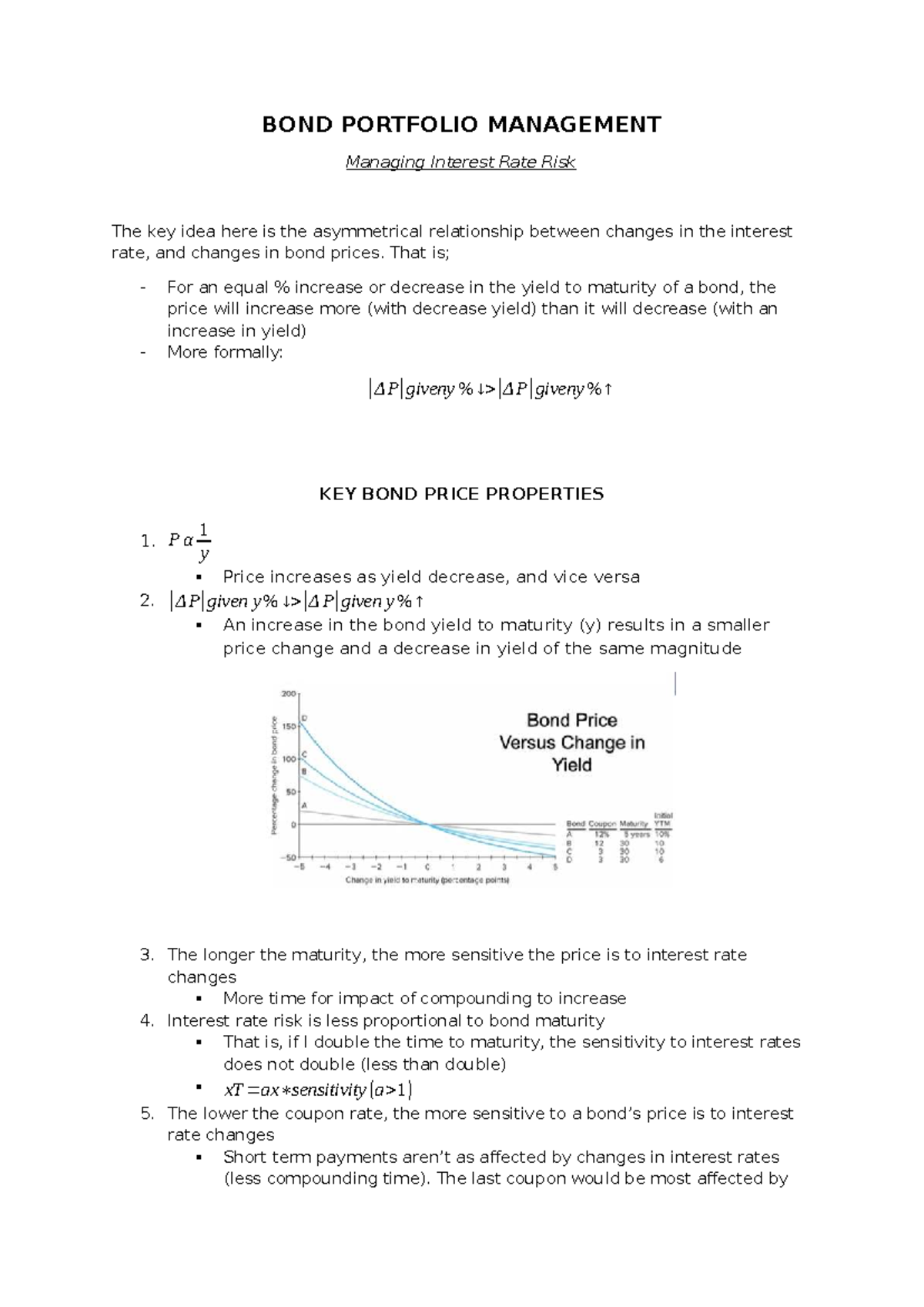 BOND Portfolio Management: Understanding Interest Rate Risk - Studocu