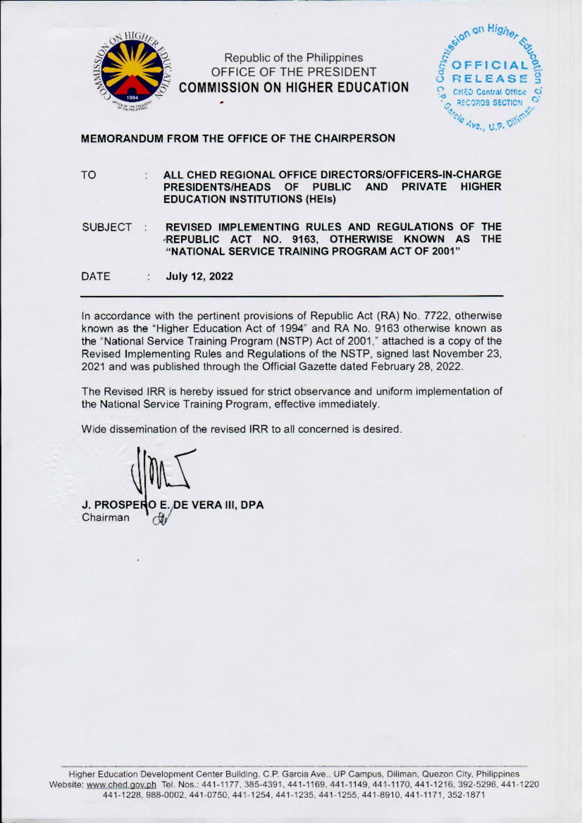 Revised Implementing Rules and Regulations of NSTP (RA 9163) - Studocu