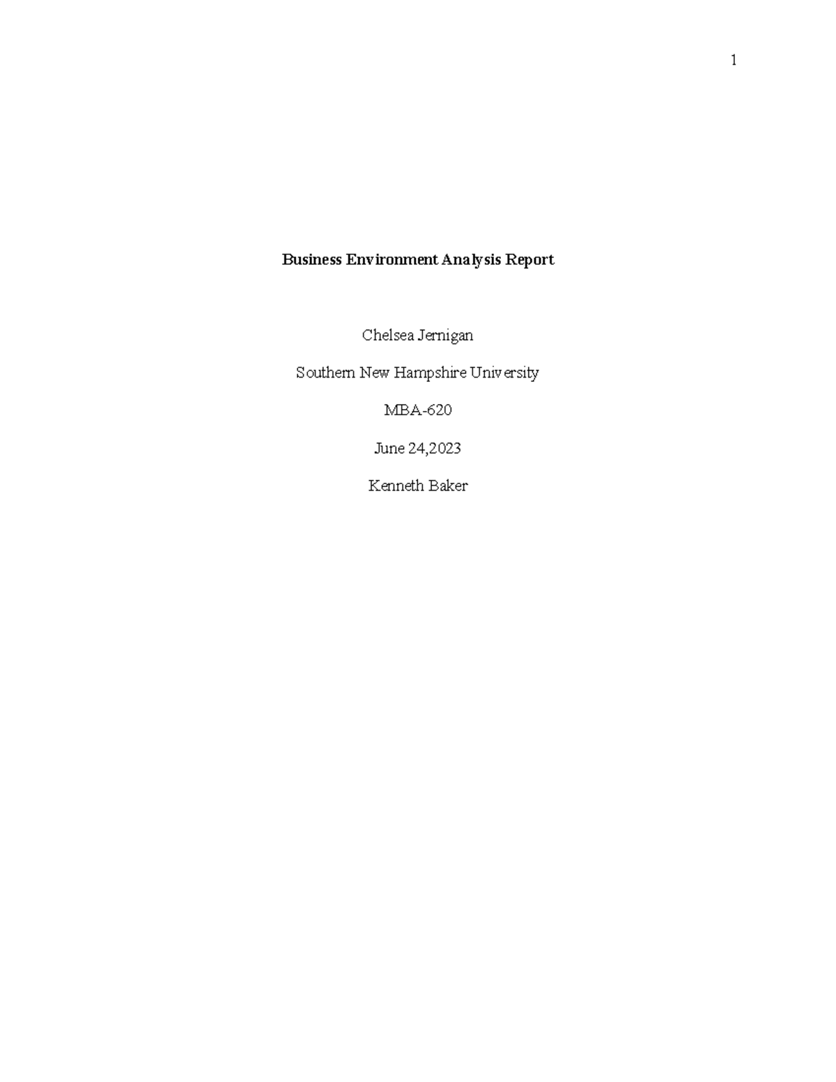 MBA-4-2 Business Environment Analysis Report for Module 4 Assignment ...