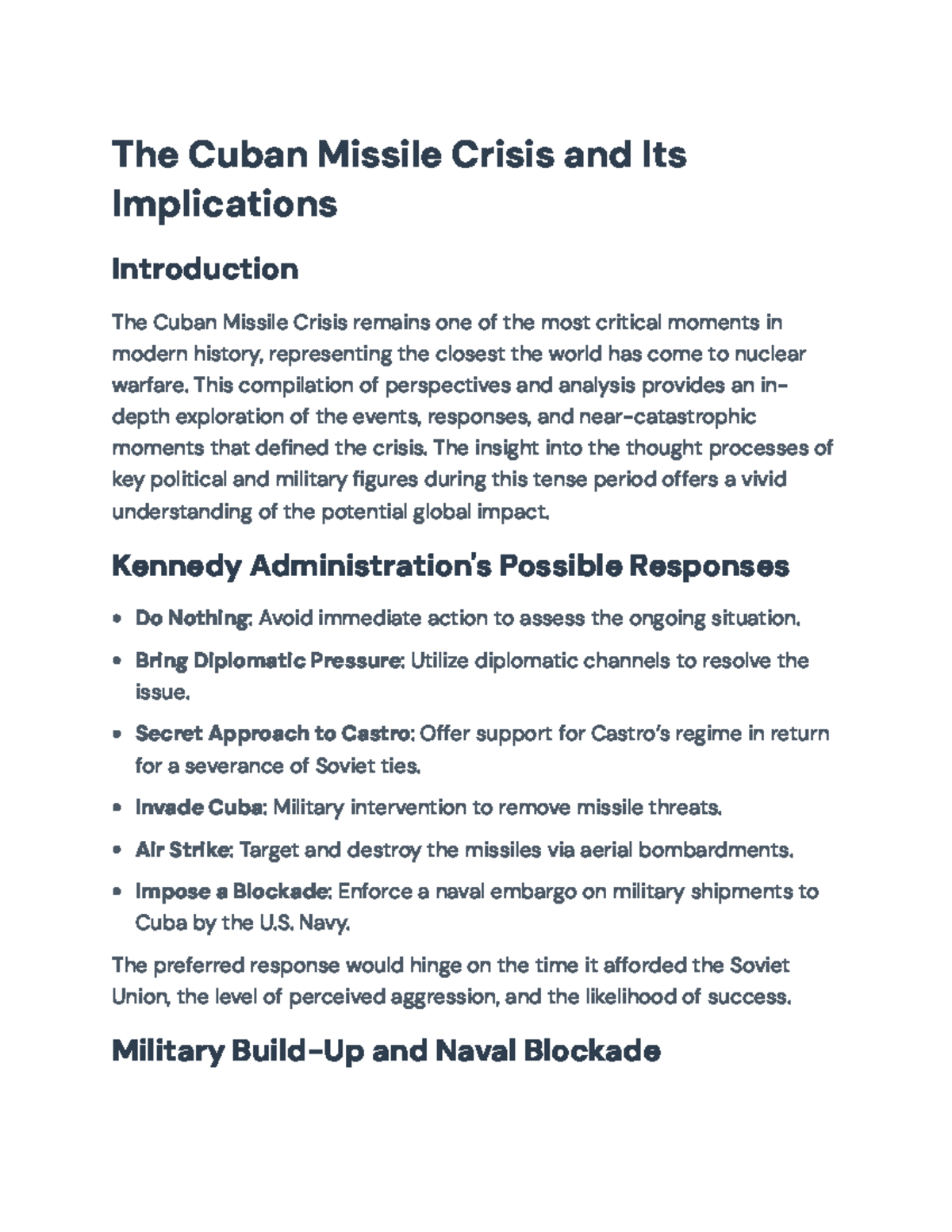 Cuban Missile Crisis Insights: Historical Analysis and Implications ...