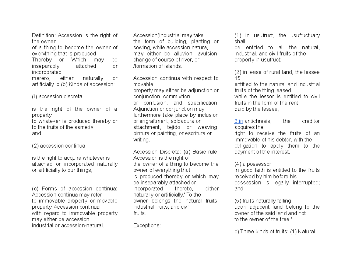 Accession and easement - Definition: Accession is the right of the ...