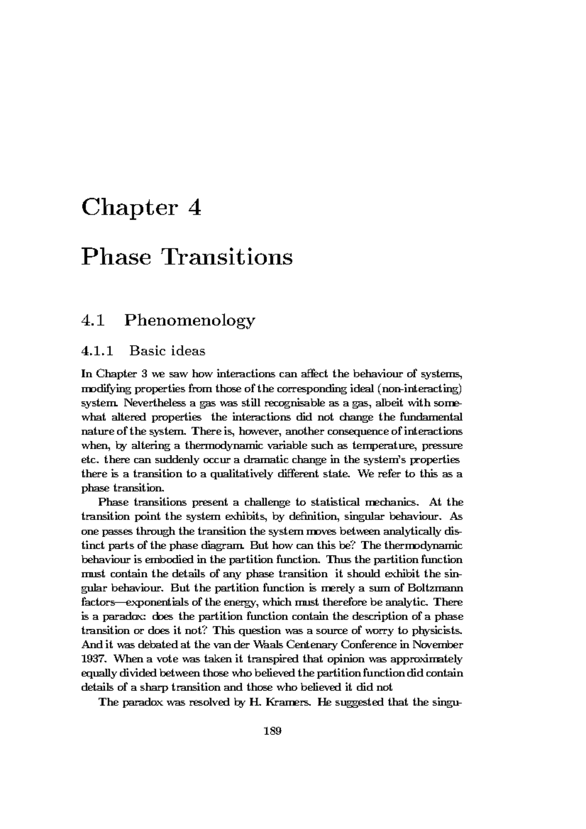 Chapter 4: Phase Transitions in Statistical Mechanics (Stat Mech 101 ...