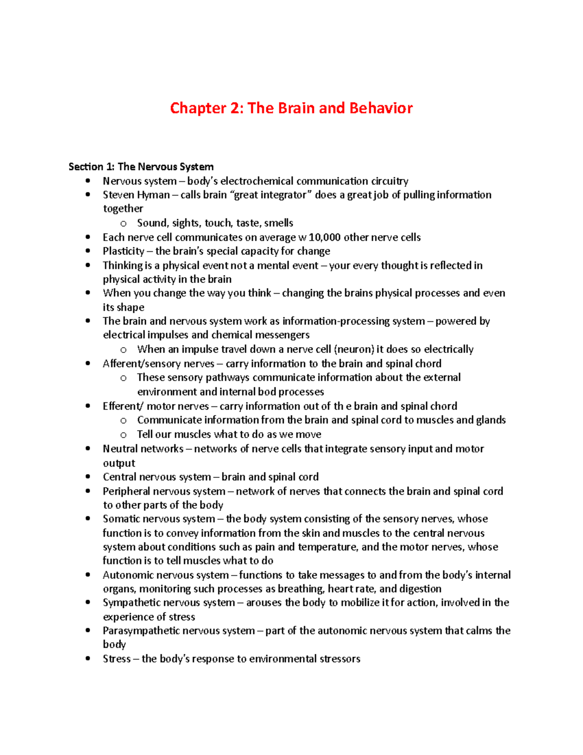 Chapter 2 - The Brain and Behavior: Understanding Nervous System ...