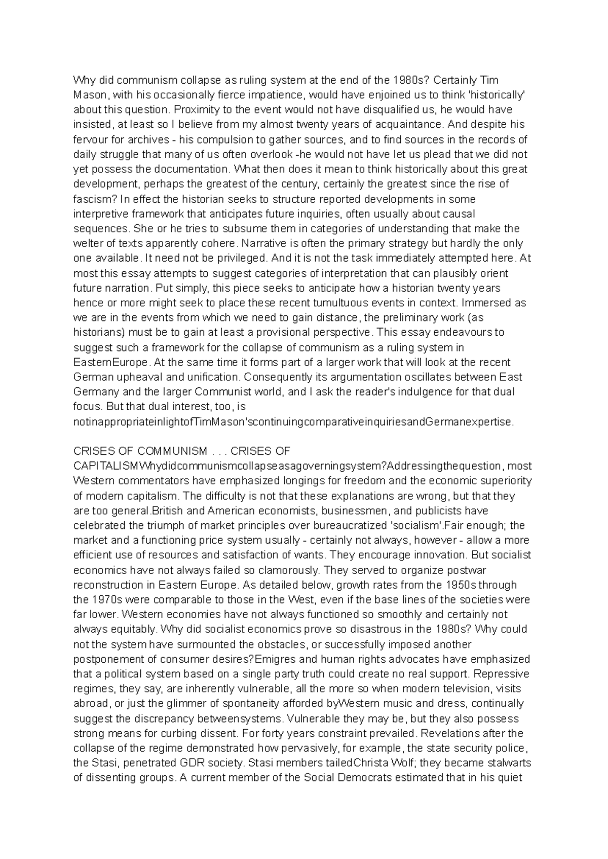 CRS 101: The Collapse of Communism in Eastern Europe - An Analysis ...