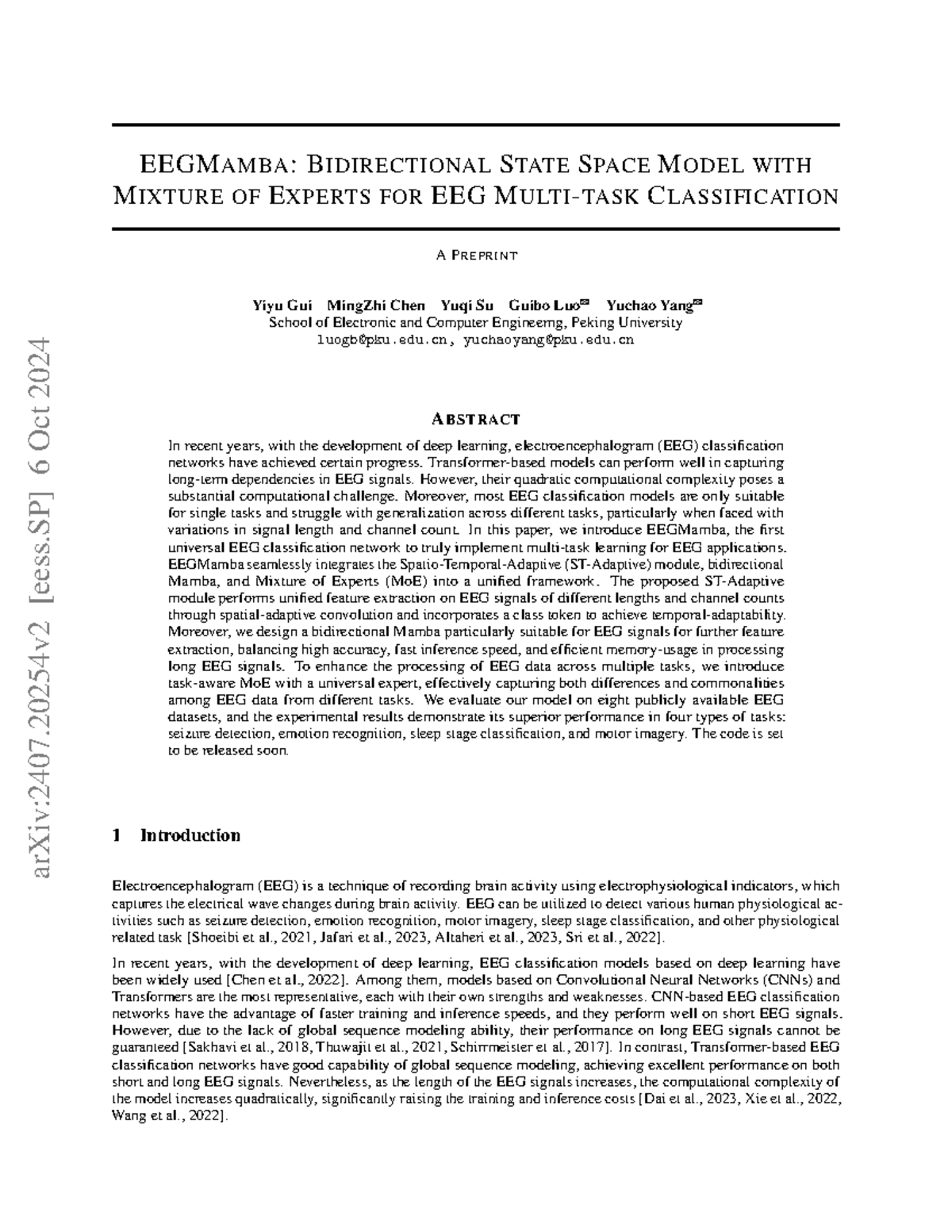 EEGM AMBA: Bidirectional State Space Model for EEG Multi-Task ...