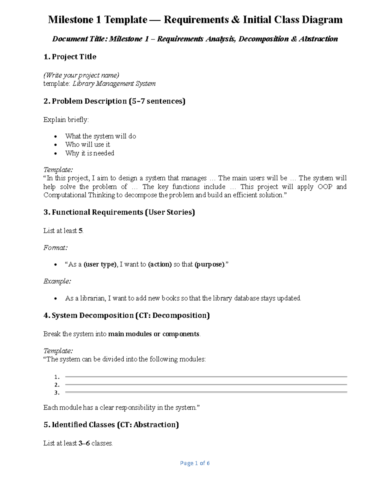 Milestone 1-4 Requirements & Reflections for Library Management System ...