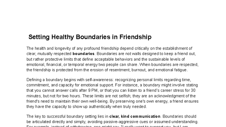 Healthy Boundaries in Friendship: A Guide to Sustainable Relationships ...