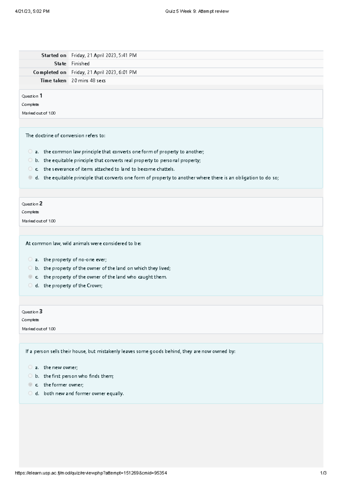 Quiz 5 Week 9 Attempt review - 4/21/23, 5:02 PM Quiz 5 Week 9: Attempt ...