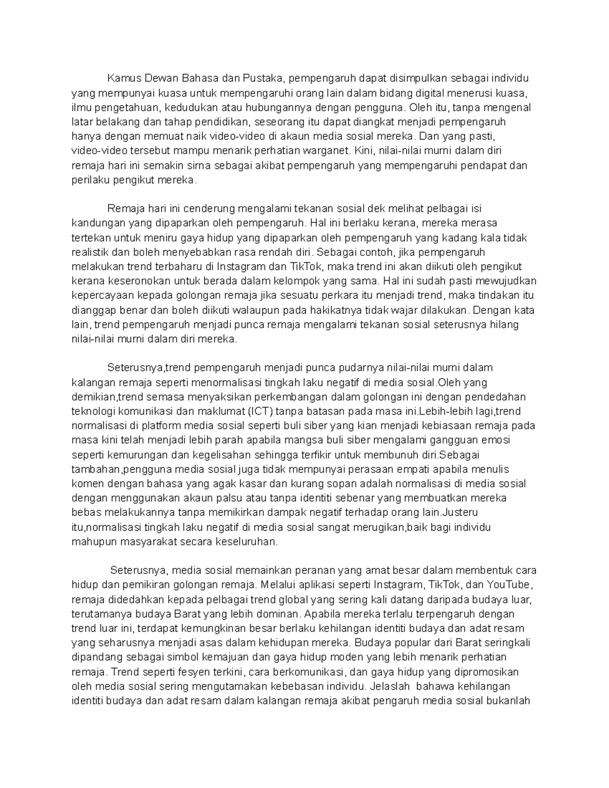 Karangan Perbincangan - Kamus Dewan Bahasa dan Pustaka, pempengaruh ...