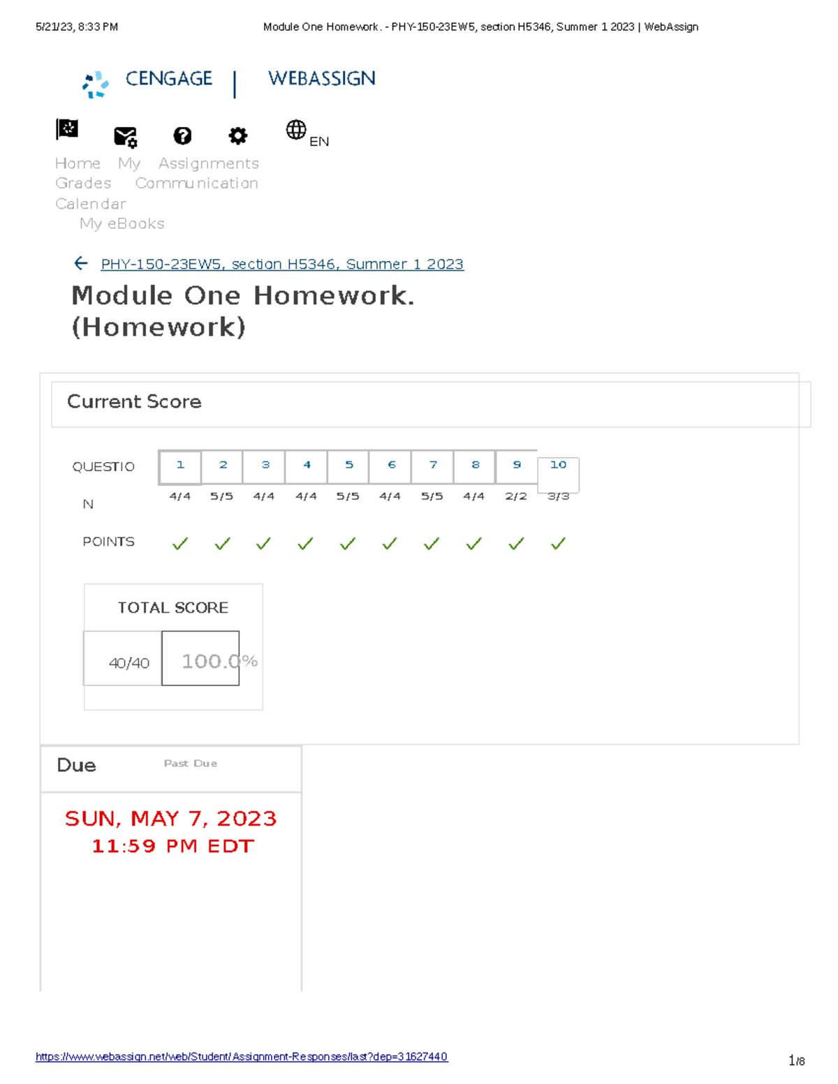 PHY-150-23EW5 Module One Homework - Summer 2023 Assignment - Studocu