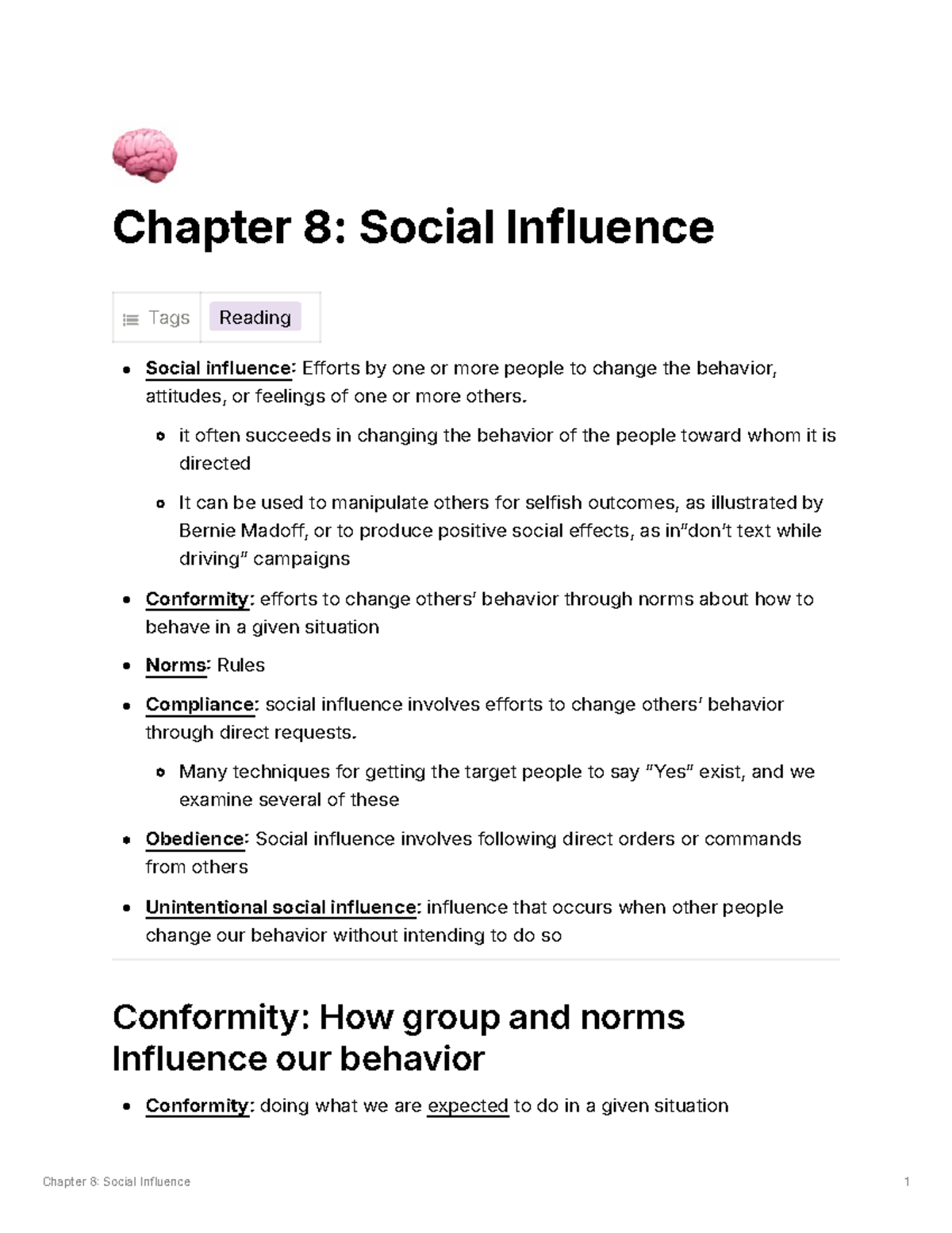 AC6DB010 Chapter 8: Understanding Social Influence and Conformity - Studocu