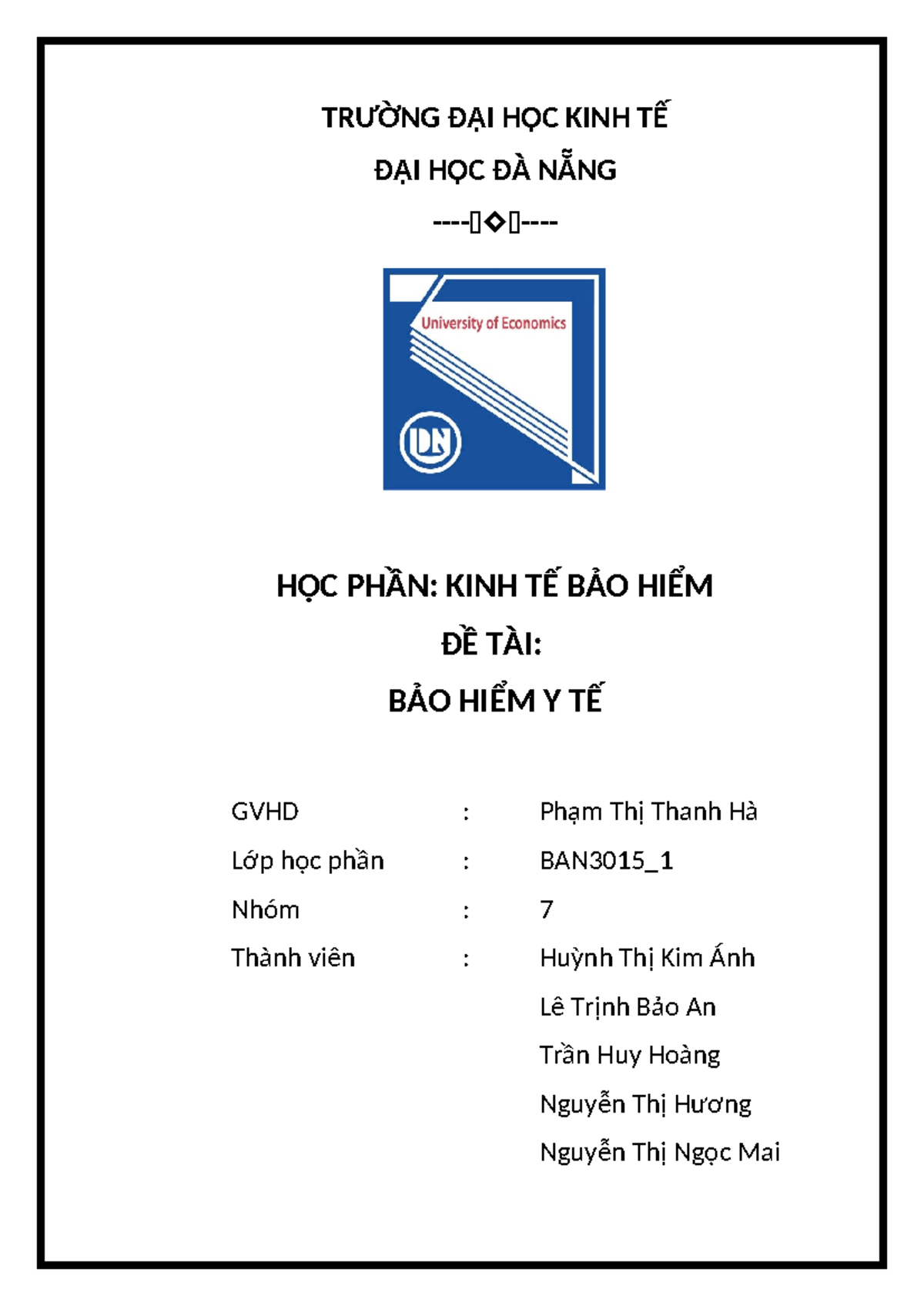 Bảo Hiểm Y Tế: Kiến Thức Cơ Bản & Phân Loại (KTBH BAN3015) - Studocu