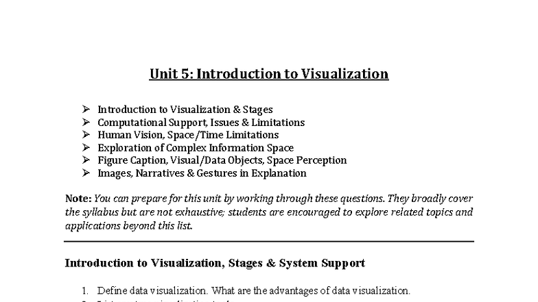 IDAV 5: Visualization Concepts, Human Perception & Challenges - Studocu