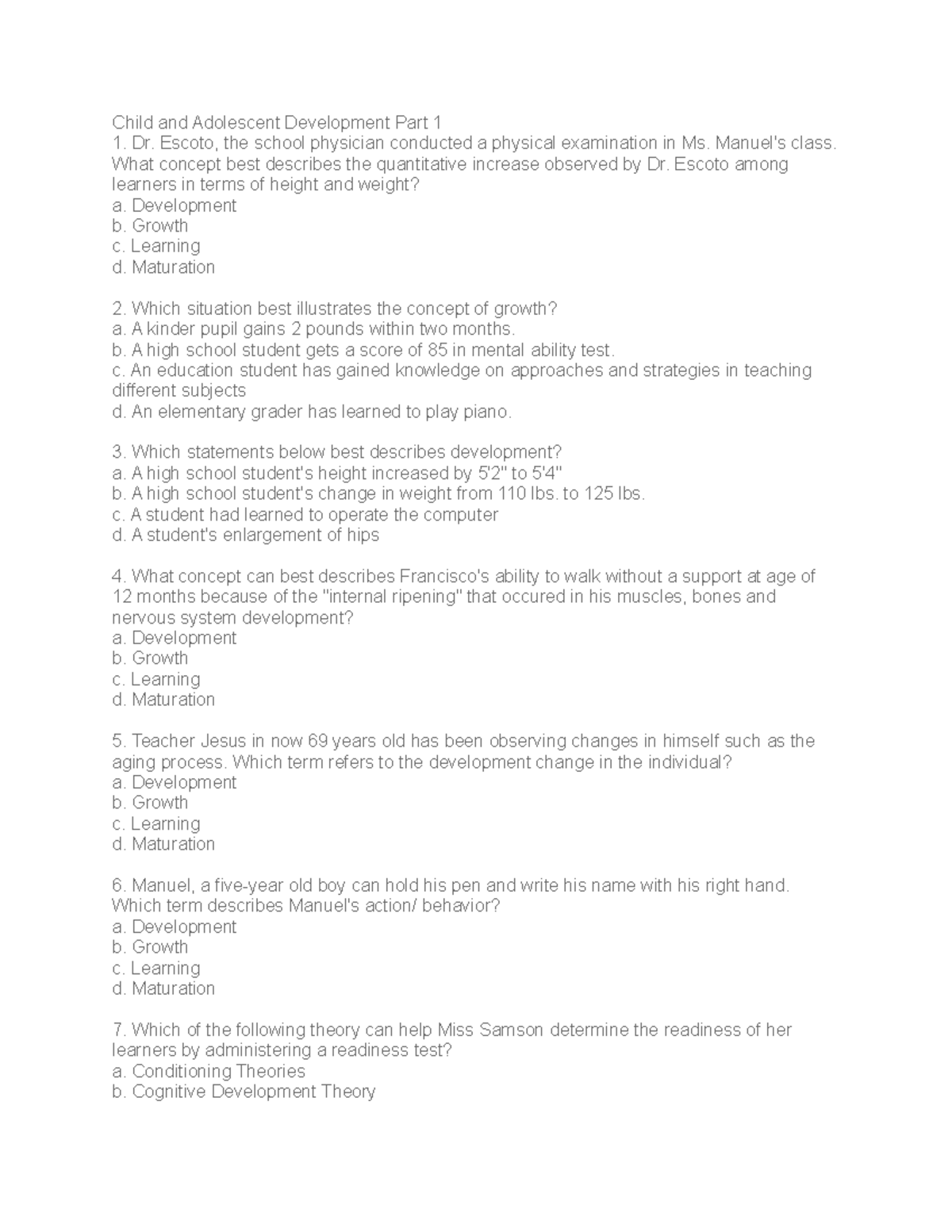 Child and Adolescent Development: Comprehensive Study Guide (Prof ...