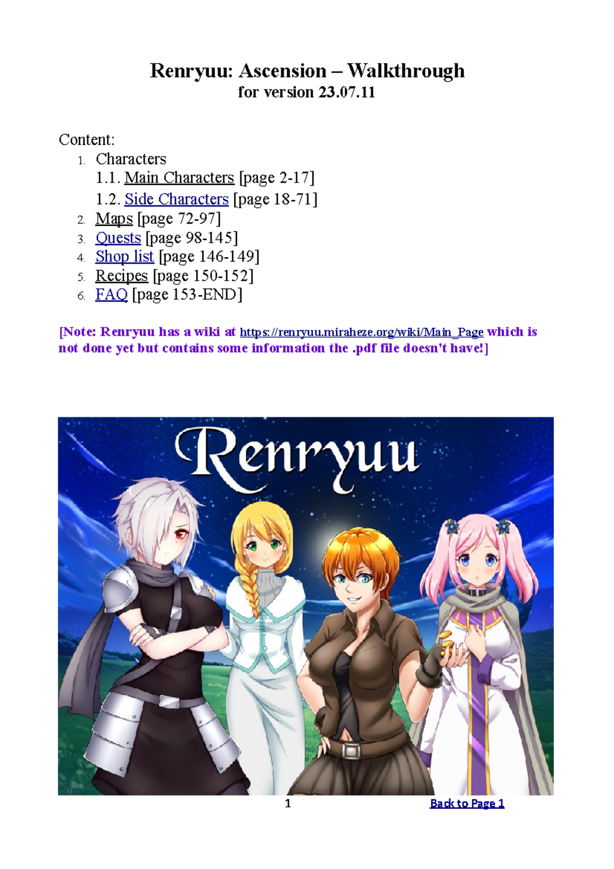 Renryuu Ascension - Comprehensive Walkthrough (Version 23.07) - Studocu