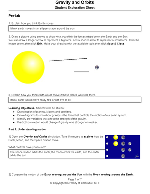 Copy of Student Exploration Gravitational Force - Prior Knowledge ...