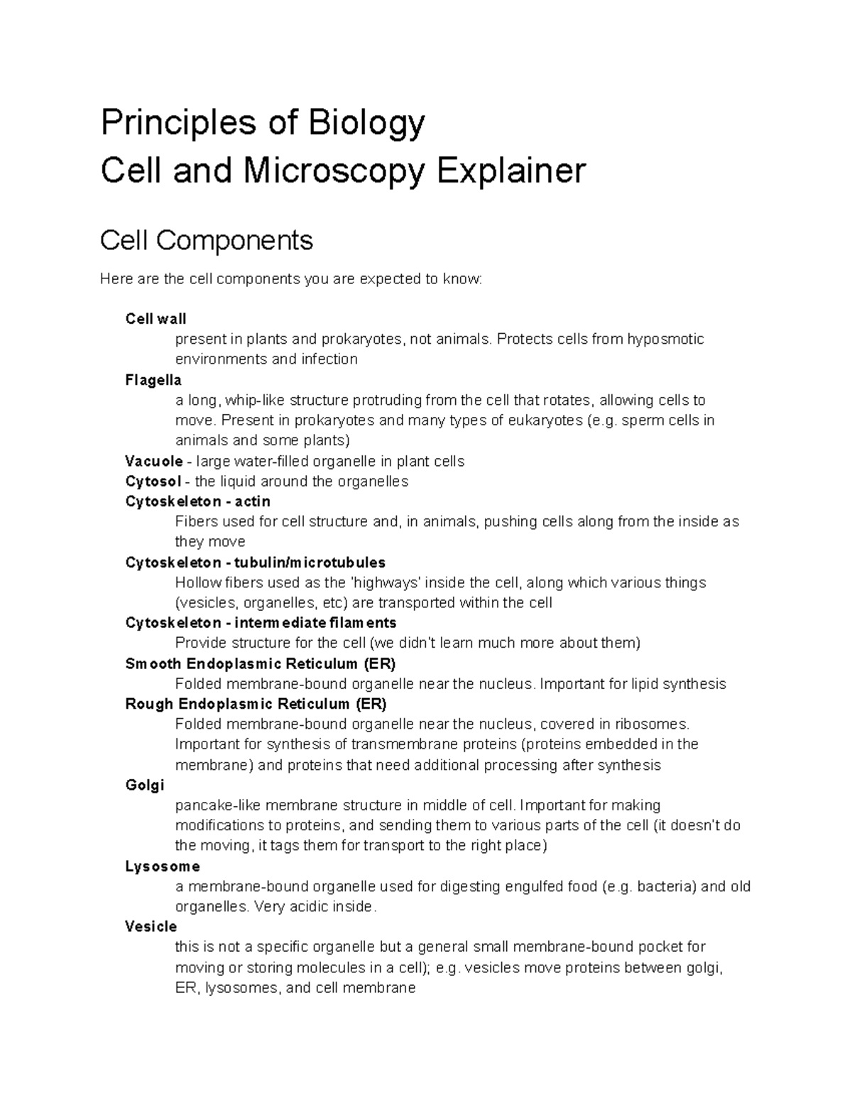 PoB Cell & Microscopy: Key Components & Techniques Explainer - Studocu