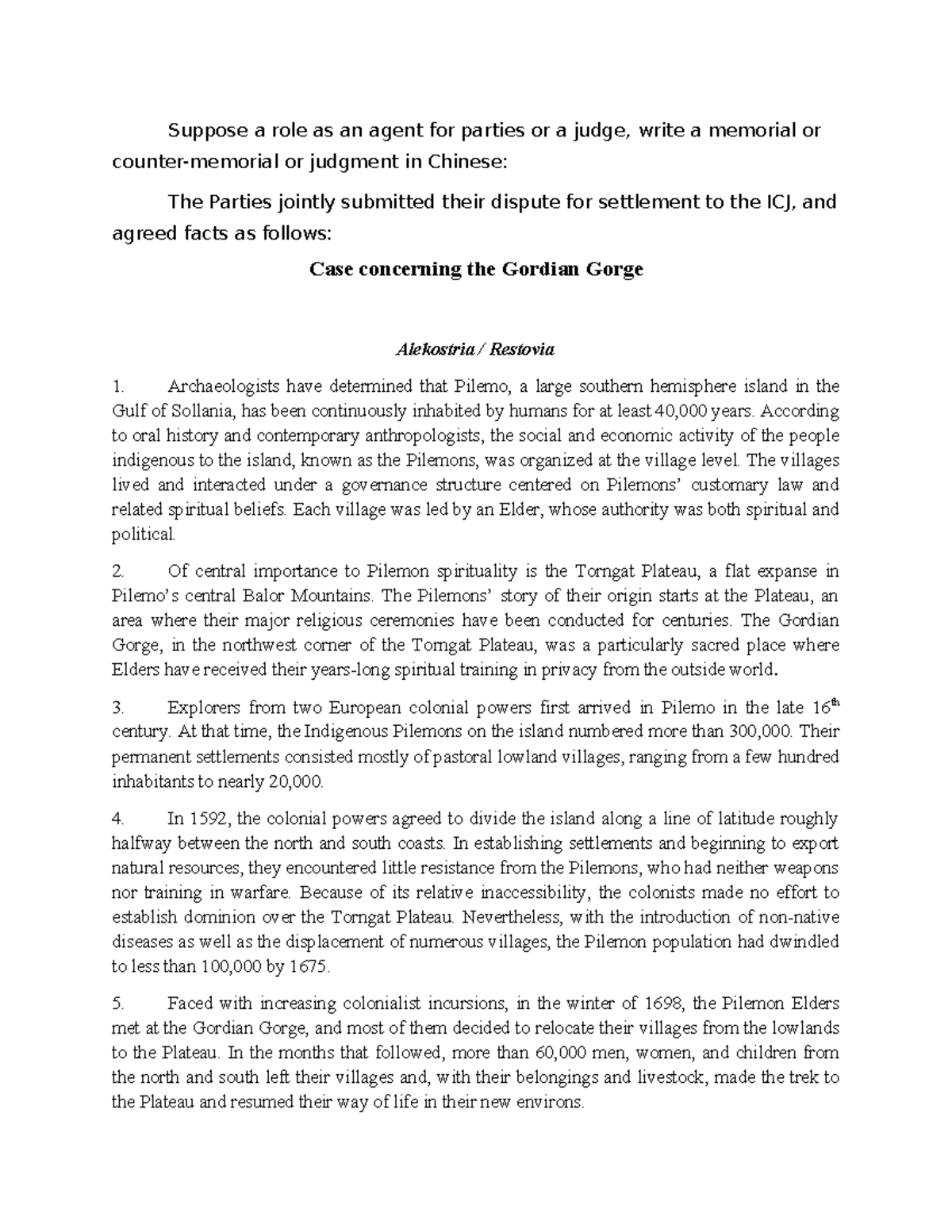 Case Study: Dispute Over the Gordian Gorge - ICJ Proceedings - Studocu