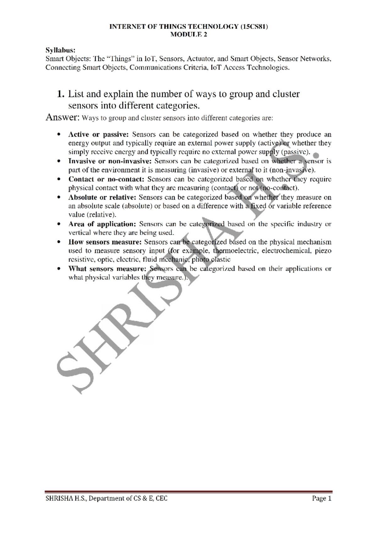 18CS81 M2 Notes - Internet Of Things - Studocu