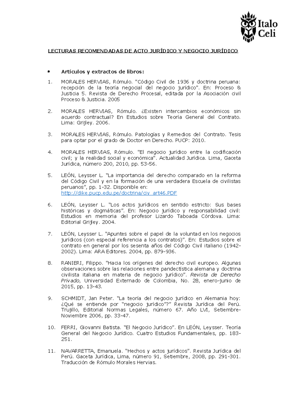 LECTURAS RECOMENDADAS DE ACTO JURÍDICO Y NEGOCIO JURÍDICO - Studocu