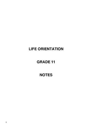 LIFE Orientation Grade 10 Term 1 Study Notes: Self & Society ...