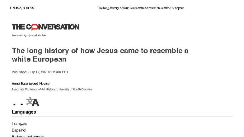 The Long Evolution of Jesus' Appearance: A Historical Analysis - Studocu