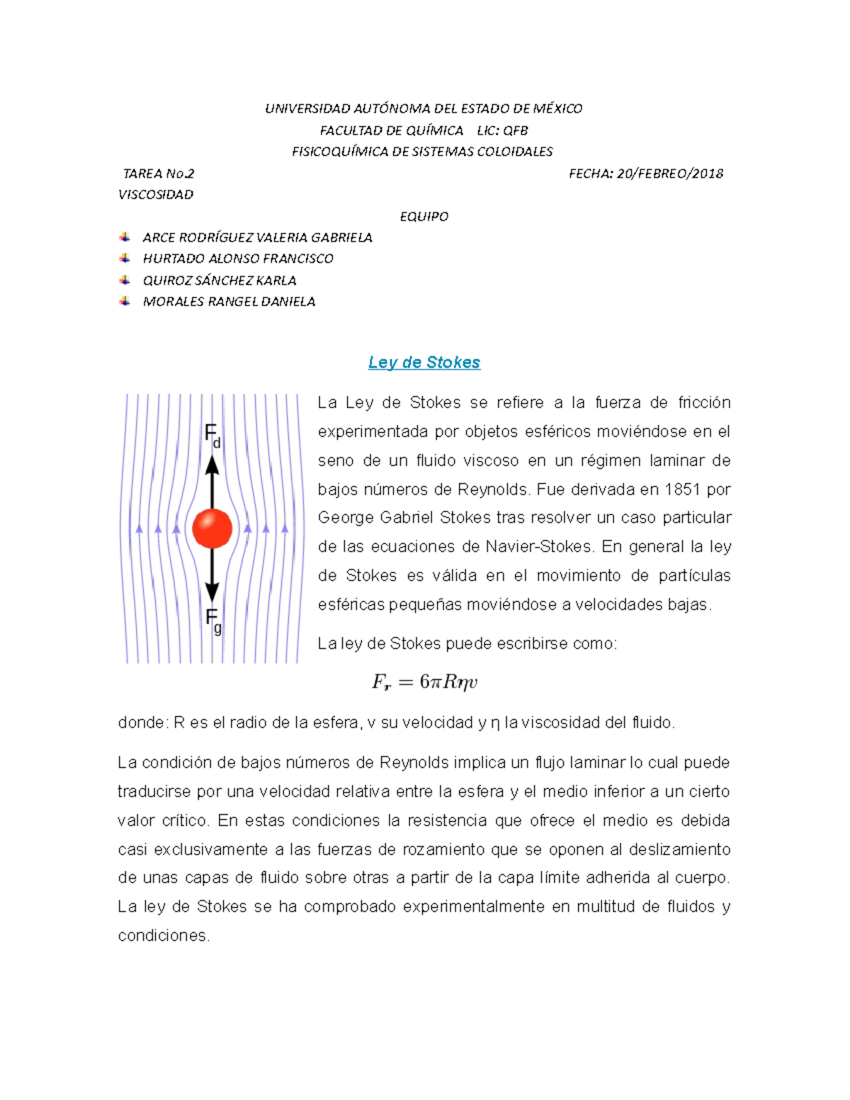 Ley de Stokes - Apuntes sobre Viscosidad en Físicoquímica - Studocu