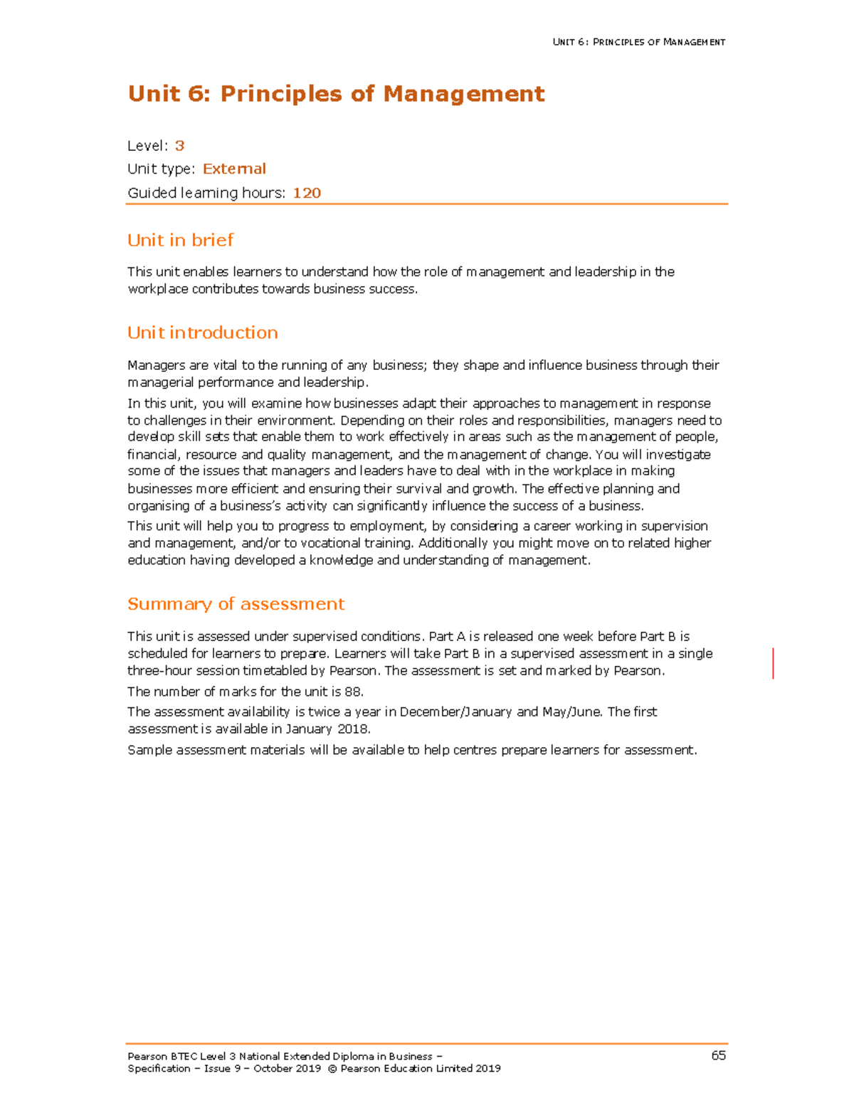 Unit 6: Principles of Management - Level 3 Overview and Assessment ...