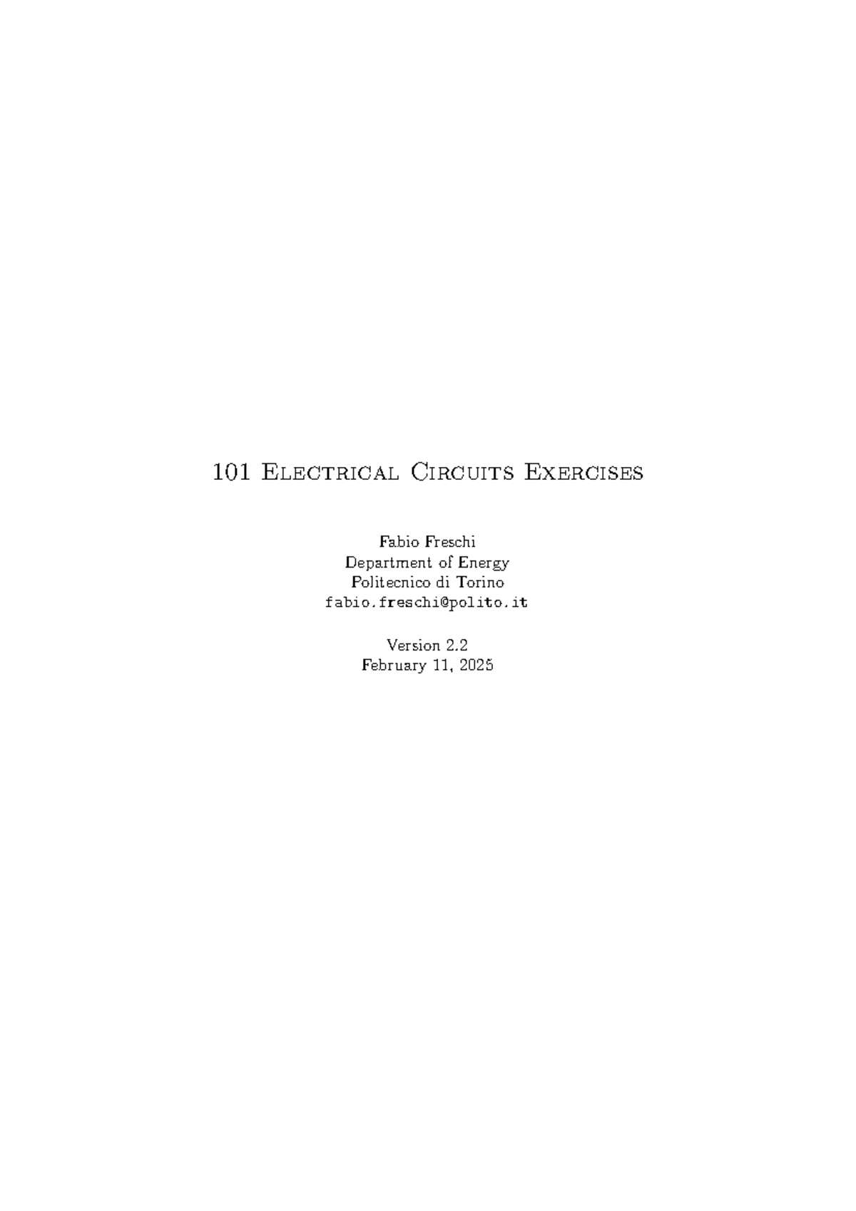 Electrical Circuits Exercises 101 - Collection of Exam Problems - Studocu