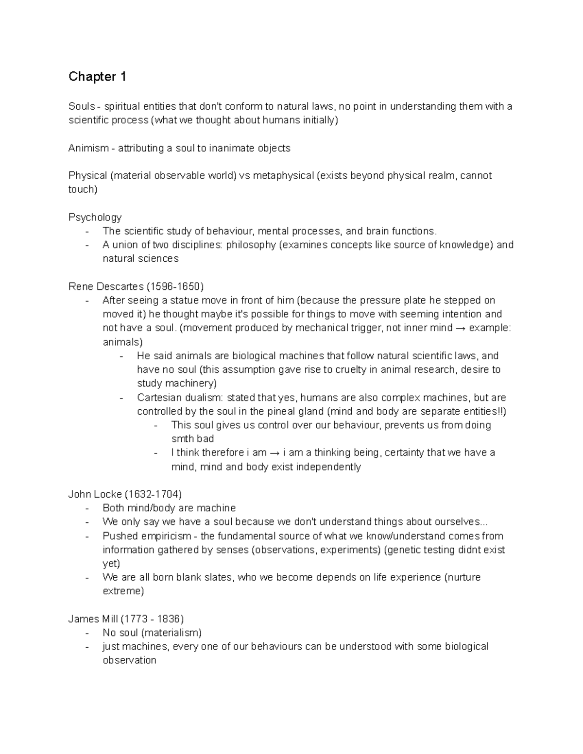 PSYA01 Chapter 1 Notes: Understanding Mind, Behavior, and Psychology ...