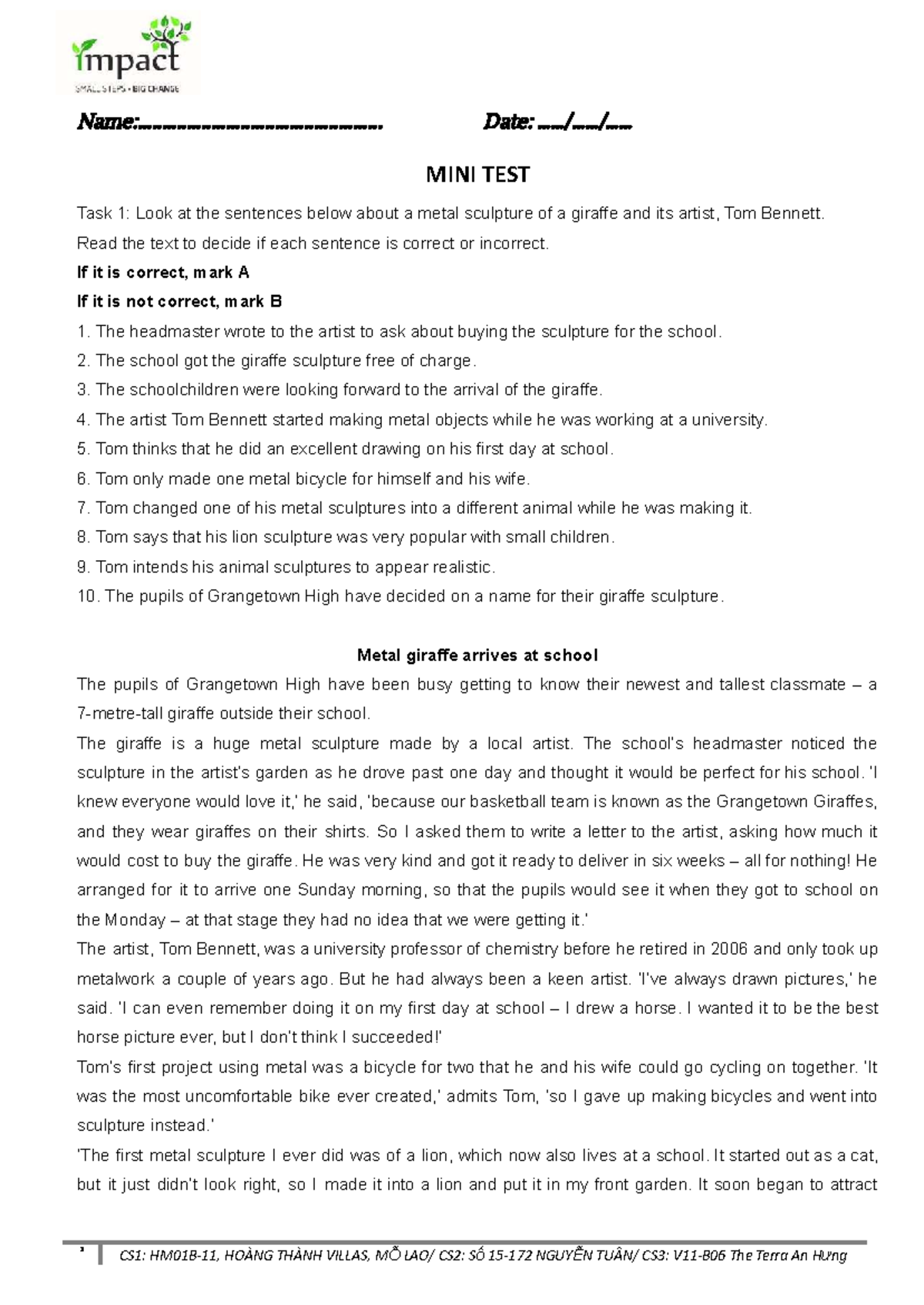 Skill Mini Test 23-04: Metal Sculpture of Giraffe & Artist Tom Bennett ...