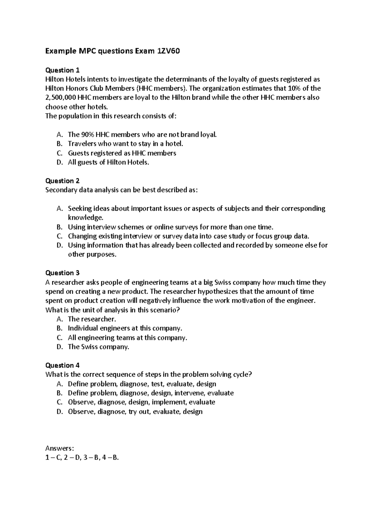 MPC Exam 1ZV: Sample Questions and Answers Overview - Studeersnel