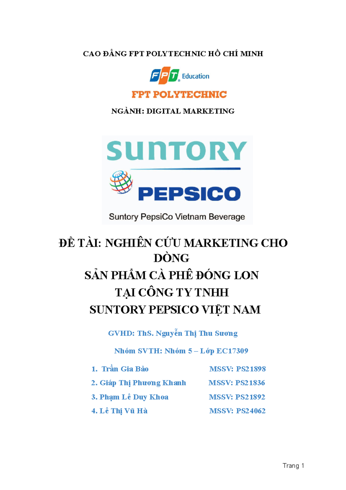 Nhóm 5- Nghiên Cứu MKT ASM - CAO ĐẲNG FPT POLYTECHNIC HỒ CHÍ MINH NGÀNH ...
