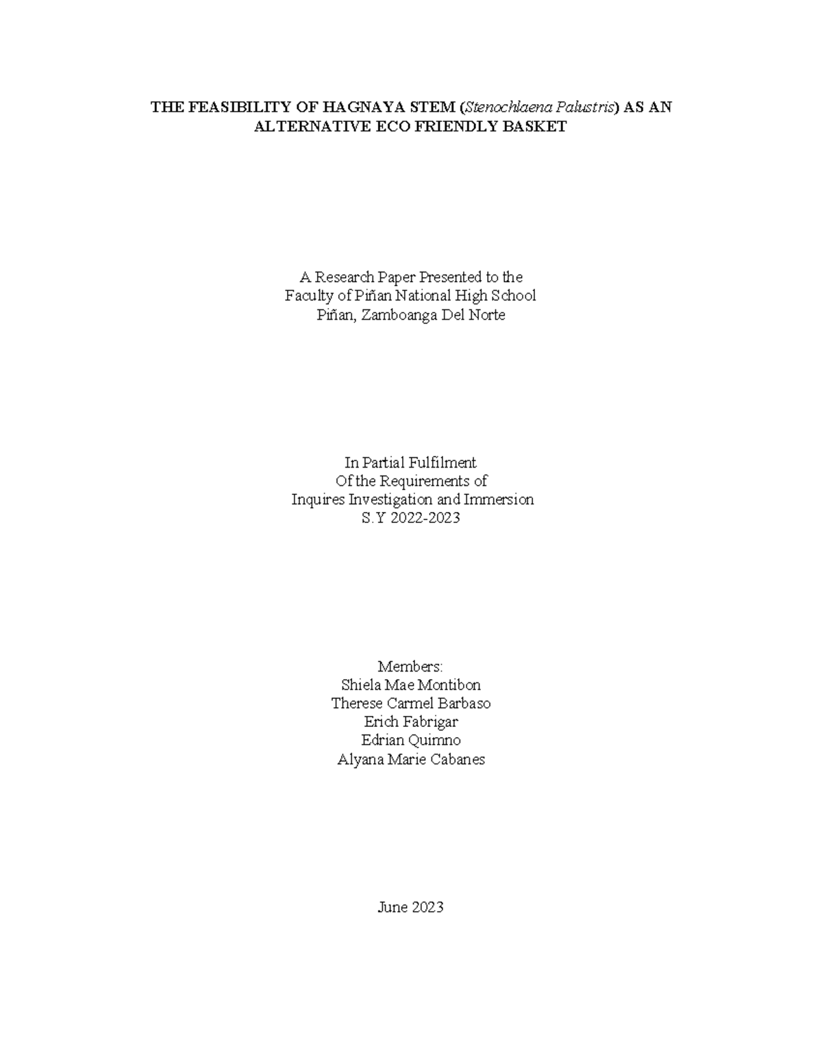 THE%20 Feasibility%20OF%20 Hagnaya%20(Autosaved) - THE FEASIBILITY OF ...