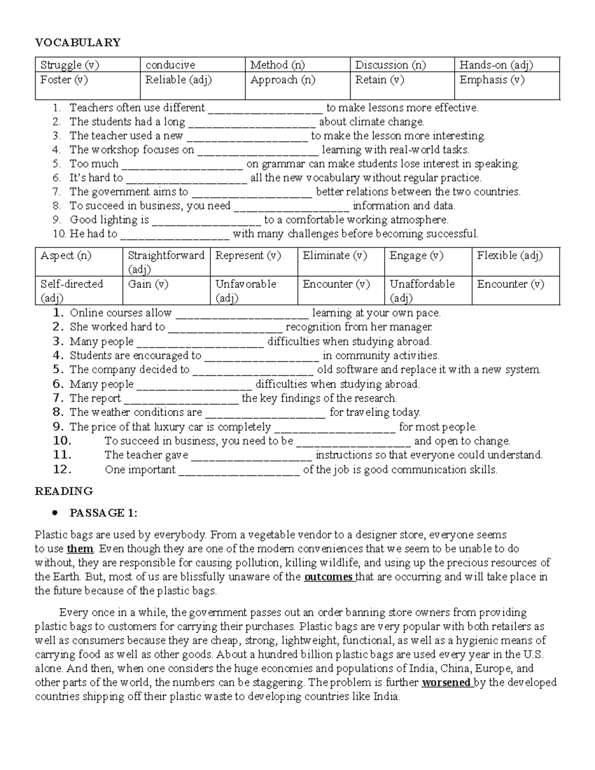 Vocabulary Study Guide: Key Terms and Environmental Impact - Studocu