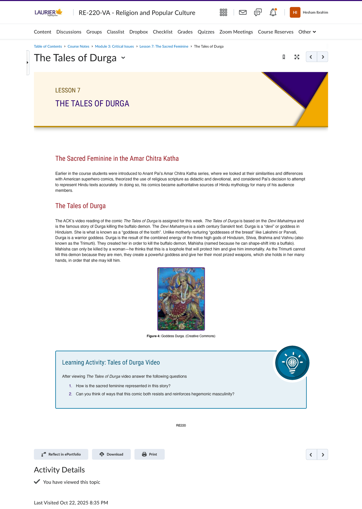 RE220 Lesson 7: The Tales of Durga - Studocu