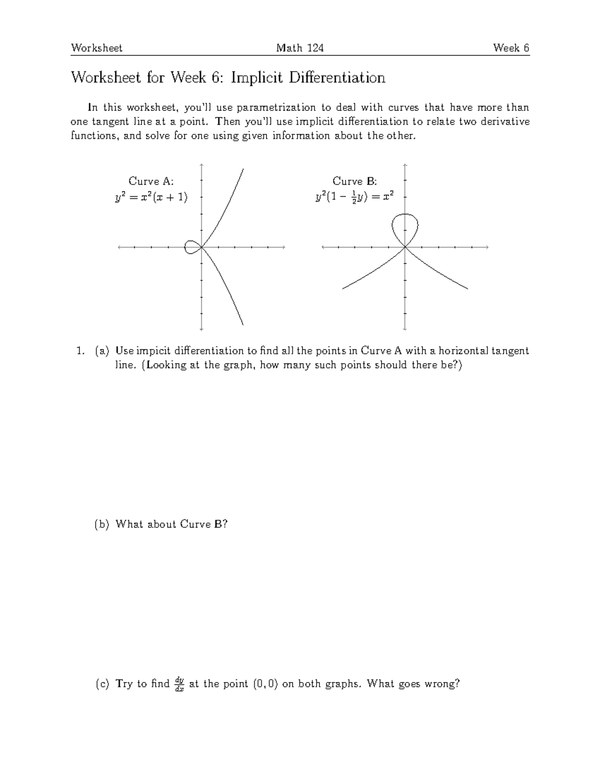 Aut ws6 - worksheet 6 - Worksheet for Week 6: Implicit Differentiation ...