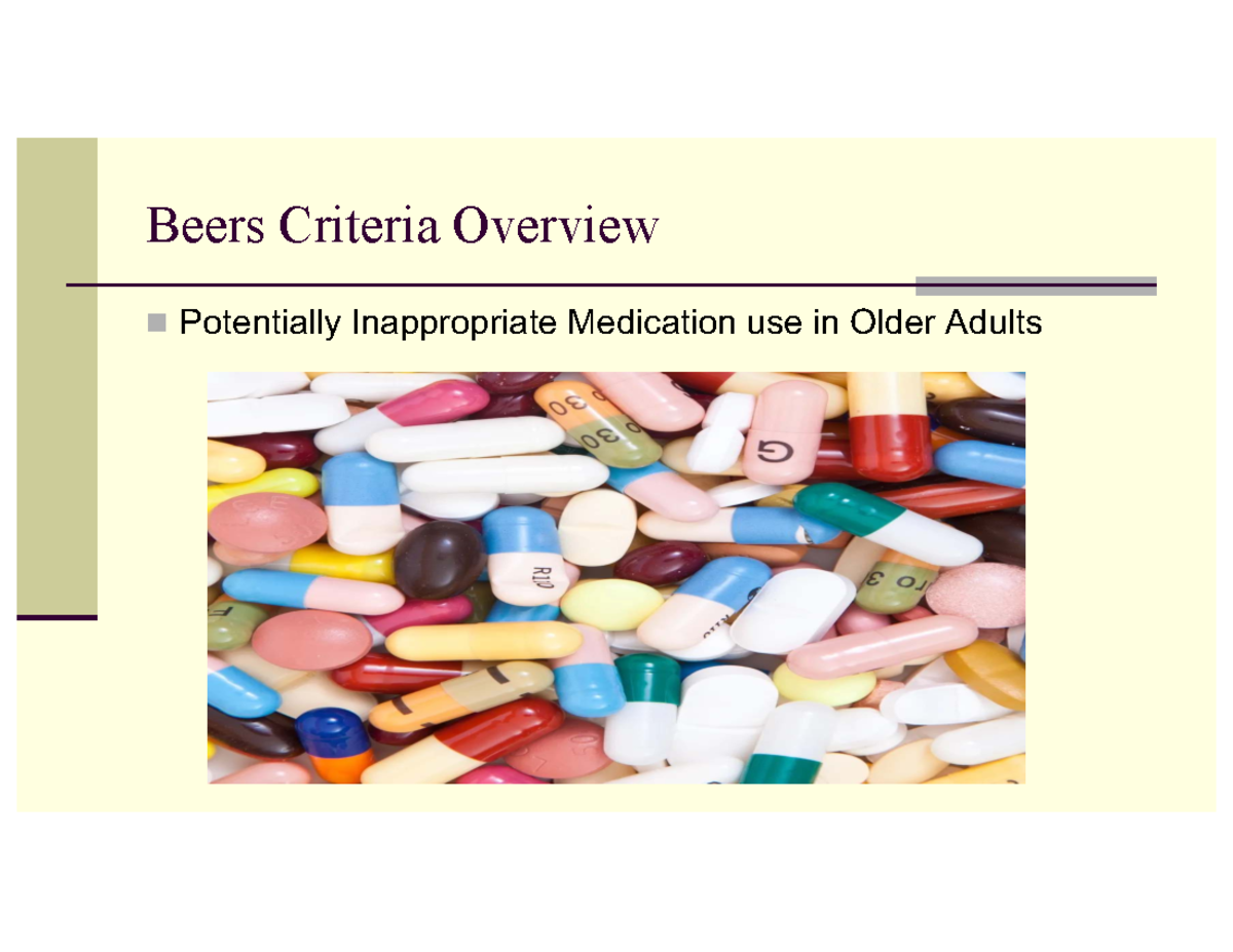 Beers Criteria: Potentially Inappropriate Medications in Older Adults ...