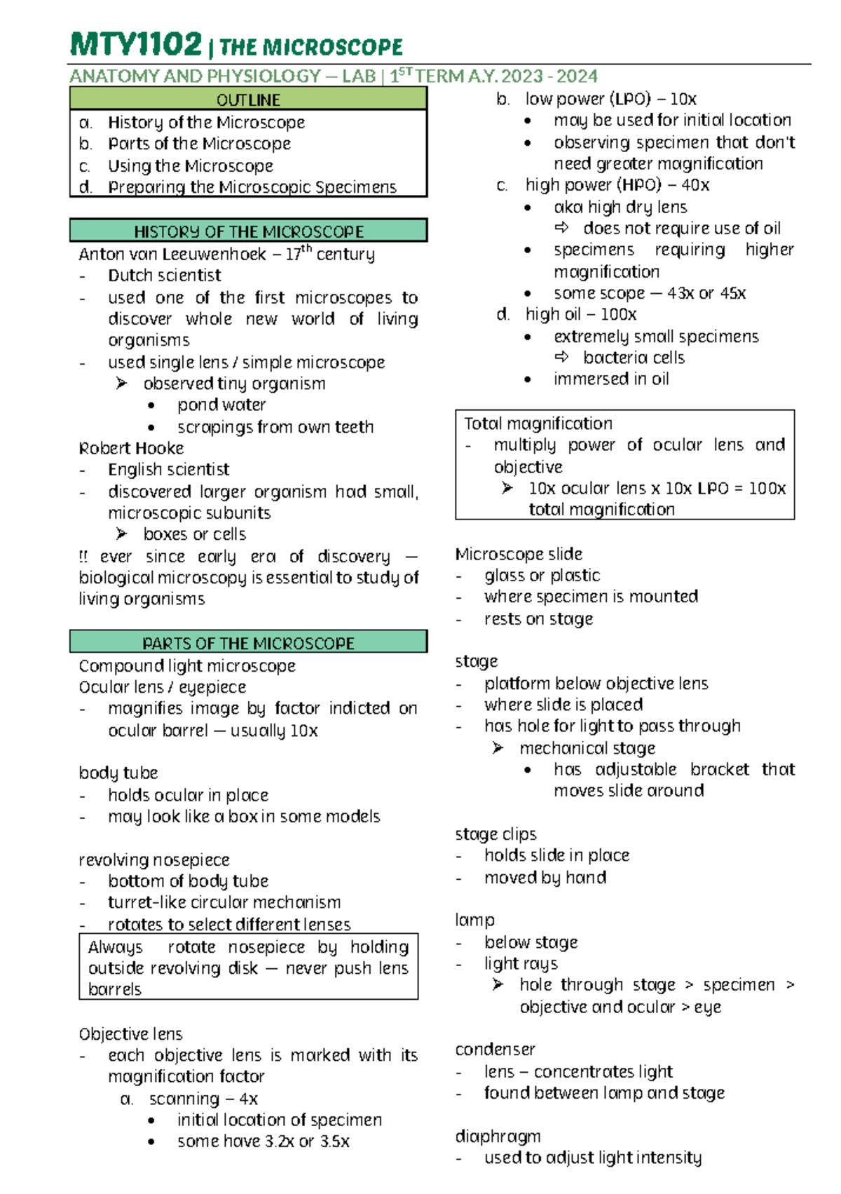 Anaphy LAB - Microscope - MTY1102 | THE MICROSCOPE ANATOMY AND ...