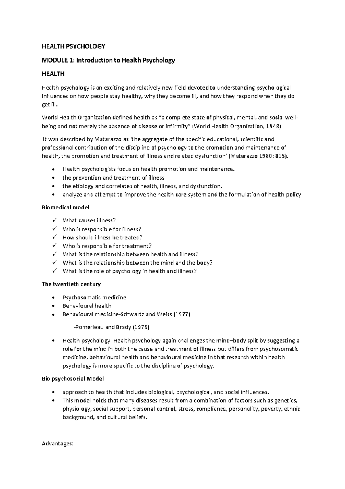 Module 1: Intro to Health Psychology and Behavioral Change Strategies ...