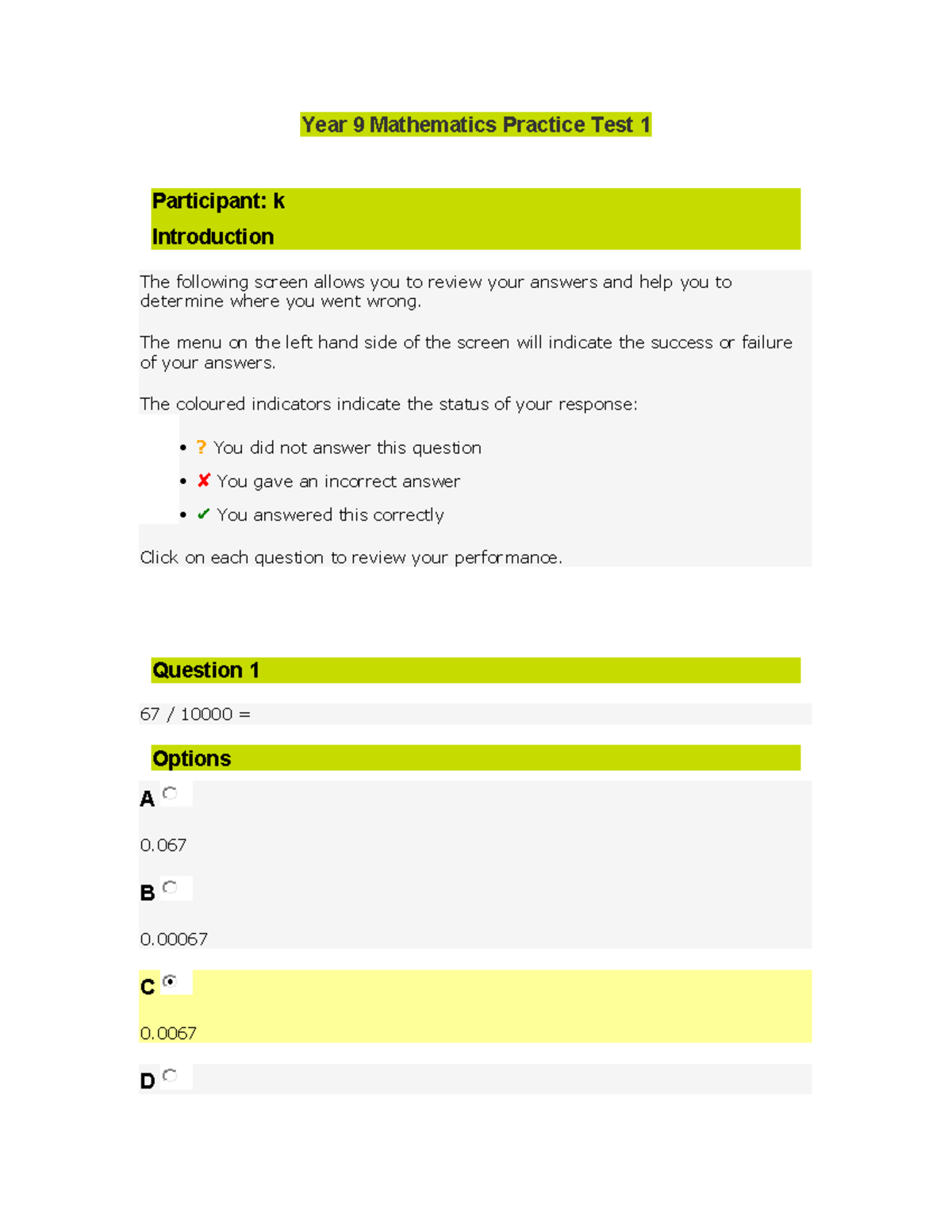 Year 9 Math Practice Test 1: Answer Review and Explanations - Studocu